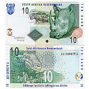2002 ZA WONDERFUL UNIQUE SOUTH AFRICA BANKNOTE w SUPERB RHINOCEROS! GREAT PRICE! 10 RAND GEm Crisp Uncirculated