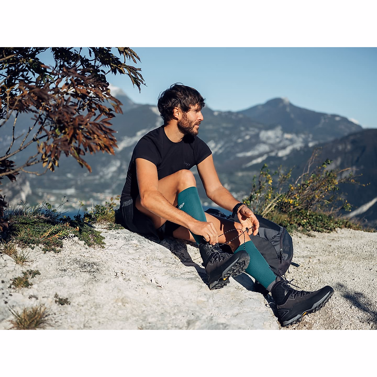 CEP Men's Merino Wool Hiking Tall Knee High Compression Socks, Stonegrey/Grey, Men, III