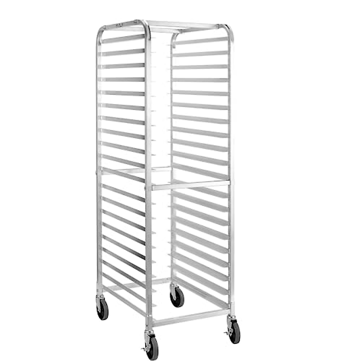HALLY SINKS & TABLES H Bun Pan Rack 20 Tier with Wheels, Commercial Bakery Racking of Aluminum for Full & Half Sheet - Kitchen, Restaurant, Cafeteria, Pizzeria, Hotel and Home, 26" L x 20" W x 69" H