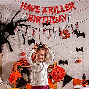 Cheerdecor Halloween Birthday Party Decorations - 3PCS Have a Killer Birthday Banners Red Bloody Horror Happy Birthday Banner Decorations Scary Halloween Birthday Banners Happy Birthday Decorations