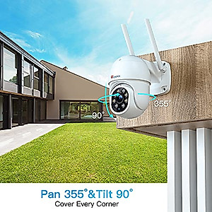 2K 4MP Security Camera Outdoor, 2560×1440P Ctronics PTZ Camera Outdoor 2.4G WiFi CCTV IP Camera for Home Security Human Detection & Auto Tracking Custom Sound Alarm Color Night Vision 2-Way Audio IP66
