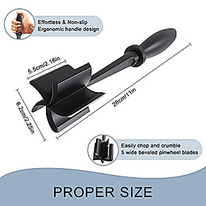 Meat Chopper, 5 Curve Blades Ground Beef Masher, Heat Resistant Meat Masher Tool for Hamburger Meat, Ground Beef, Turkey and More, Nylon Hamburger Chopper Utensil Non-scratch Utensils