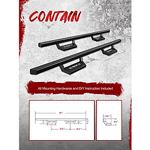 KYX 5 inches Running Boards Side Steps Fit for Dodge Ram 1500 Crew Cab 2019-2022, Nerf Bar Side Steps Side Bars for Cars and Trucks, Textured Black Powder Coated