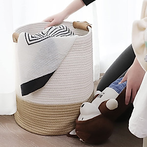 Cotton Rope Baskets for Storage, Large Woven Laundry Basket for Living Room, Decorative Nursery Hamper for Organizing Baby Toys,Clothes,Blanket,etc.