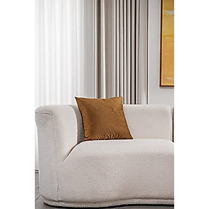 DEZENE Throw Pillow Cases 18x18 Golden Brown: 2 Pack Cozy Soft Velvet Square Decorative Pillow Covers for Farmhouse Home Decor