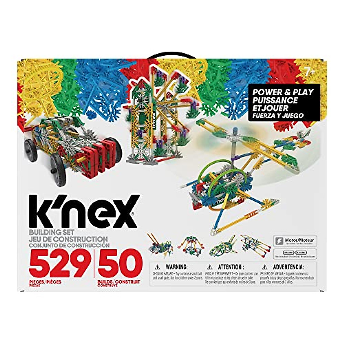 K’NEX Imagine: Power and Play Motorized Building Set – 529 Pieces, STEM Learning Creative Construction Model for Ages 7+, Interlocking Building Toy for Boys & Girls, Adults