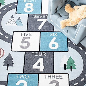 SAFAVIEH Kids Playhouse Collection Accent Rug - 3'3" x 5'3", Grey & Blue, Non-Shedding Machine Washable & Slip Resistant Ideal for High Traffic Areas for Boys & Girls in Playroom (KPH226F)