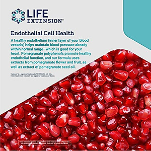 Life Extension Endothelial Defense Pomegranate Plus – Pomegranate Seed, Flower And Fruit Extract Formula Supplement for Heart and Endothelial Health – Gluten-Free, Non-GMO – 60 Softgels