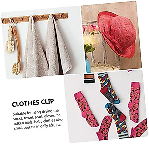 HOOTNEE 5pcs Hook Storage Clip Socks Clips Laundry Hanger Hooks Clips for Curtains Socks Hangers with Clips Multi Clothing Hanging Clip Mini Clothespins Swivel Laundry Hooks Sock Clip Wood