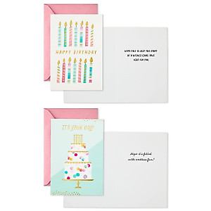 Hallmark Birthday Cards Assortment, 16 Cards with Envelopes (Cake, Candles, Balloons)