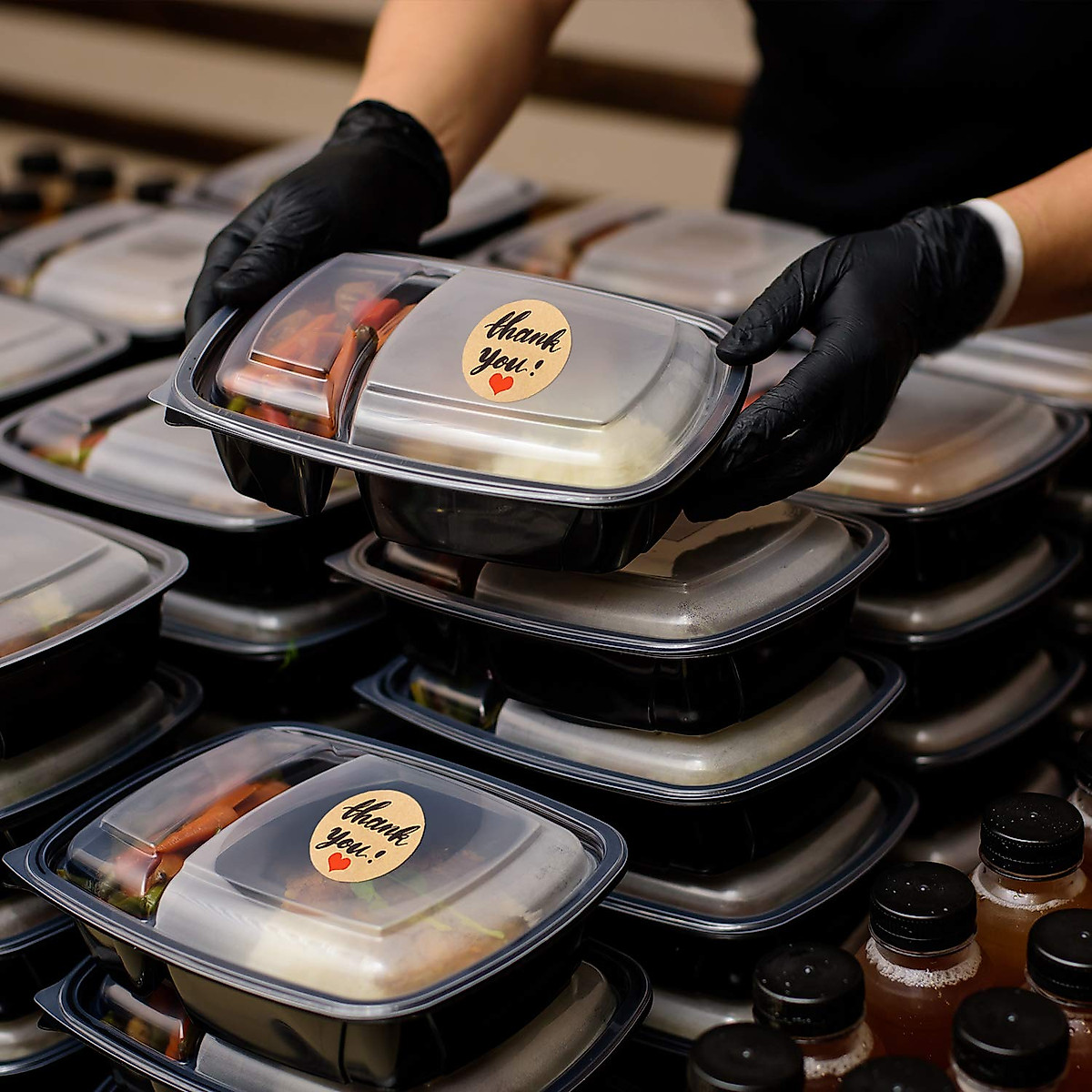 JIANYI Thank You Stickers, 1.5 Inch Thank You Stickers for Packaging, Decorative Kraft Sealing Stickers Labels for Business, Gifts, Envelope, 500 Labels Per Roll (Black)