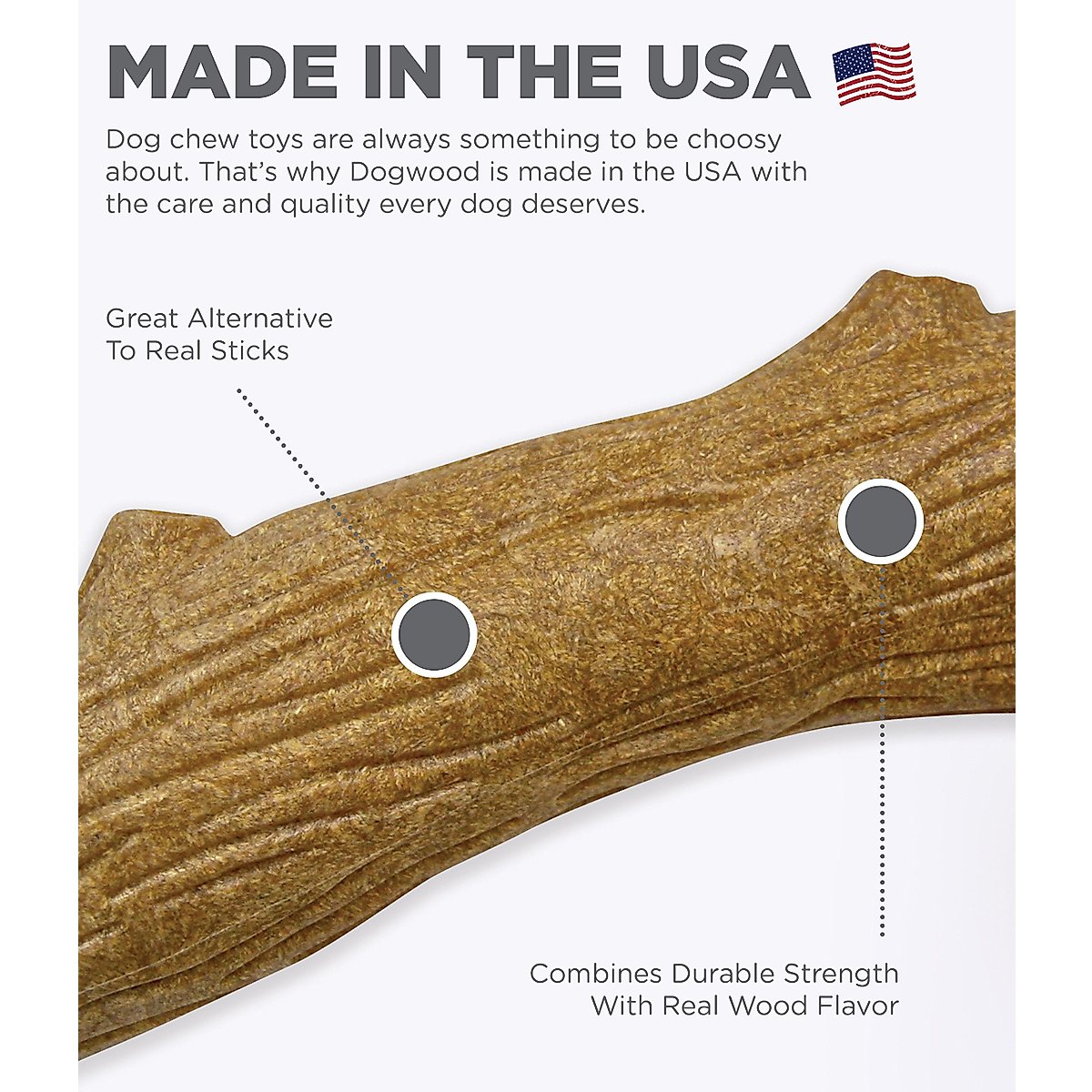 Petstages Dogwood Wood Alternative Dog Chew Toy, Medium and Benebone Wishbone Durable Dog Chew Toy for Aggressive Chewers, Real Peanut, Made in USA, Medium