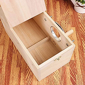 balacoo Wooden Bird Nesting Box Parrot Clear View Window Lovebirds Breeding Box Bird Nesting Feeding Station House Left Open Window (Small Size)
