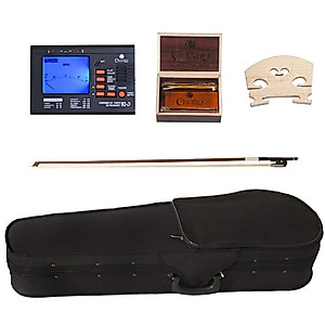 Cecilio CVA-500 Solidwood Ebony Fitted Viola with D'Addario Prelude Strings, Size 14-Inch