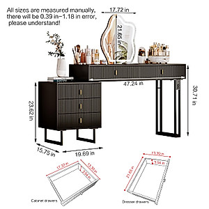 Ieejdn Makeup Vanity Desk with Cloud Lighted Mirror with Power Outlet and LED Strip, 3 Color Lighting Modes with Adjustable Brightness, 5 Large Drawer Vanity Table,for Bedroom, Grey