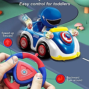 NQD Remote Control Cartoon Car for Toddlers with Music and Lights, 2.4GHz Radio Control RC Race Car, Educational Learning Toys