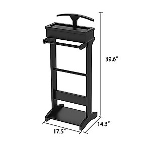 GLSCASA Valet Stand Clothes Hat Rack Storage Organizer Display Free Standing,Wardrobe Valet For Men Black
