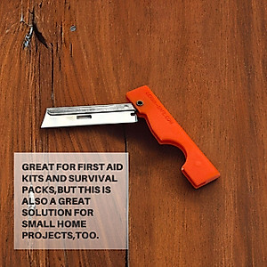 Derma-Safe Folding Utility Razor for Survival Utility and First Aid Kits - Mini Pocket Foldable Razor Blade, Folding Scalpel, (Orange) 25-Pack