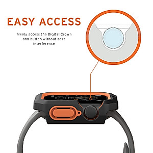 URBAN ARMOR GEAR UAG Compatible Apple Watch Case, 40mm, iWatch Series 6/5/4/SE 2/SE, Civilian Rugged Protective TPU Bumper Case, Black/Orange