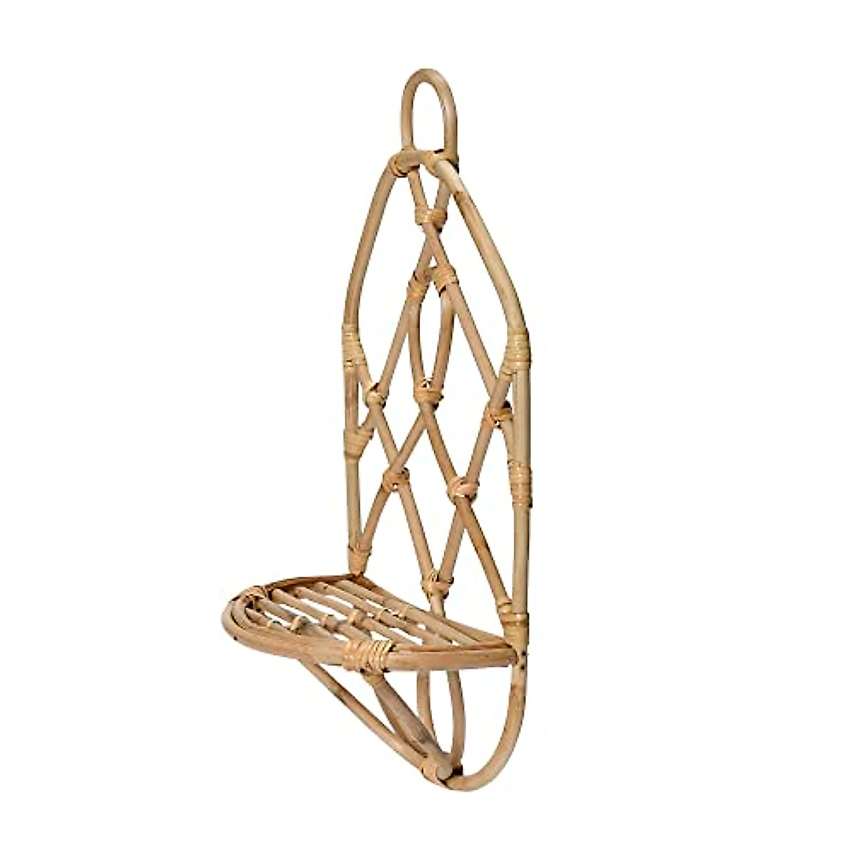 Main + Mesa Decorative Woven Rattan Wall Shelf, Natural