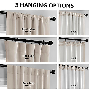 HPD Half Price Drapes BOCH-LN185-P Faux Linen Room Darkening Curtains for Bedroom (1 Panel), 50 X 96, Birch