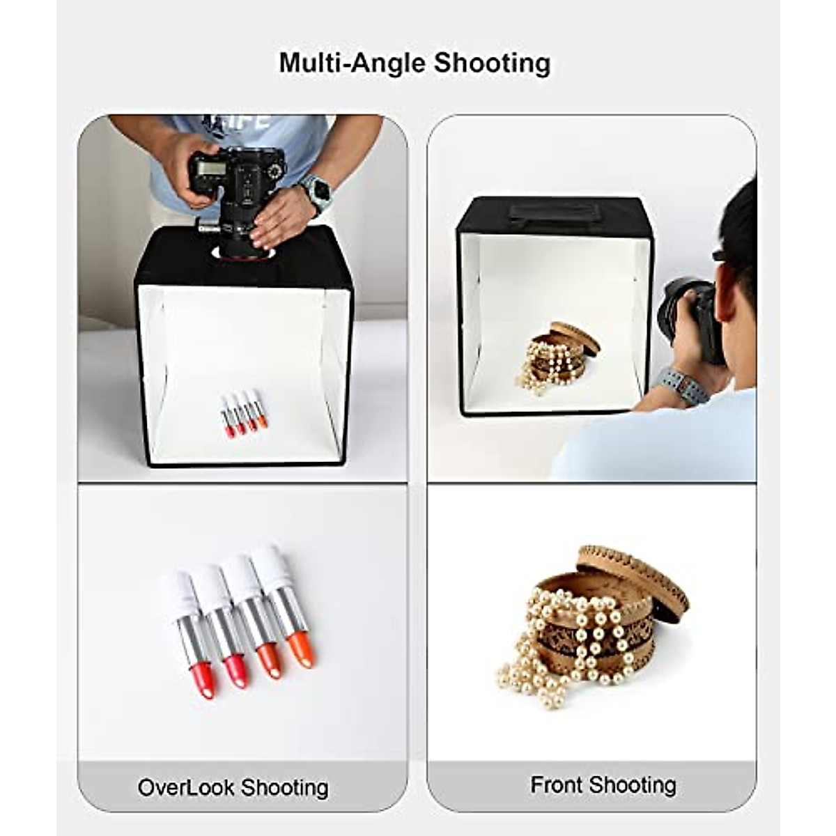 Goottan Photo Studio Light Box, 12"x12" Professional Photo Shooting Tent Box Lighting Kit with 120 LED Lights and 6 Backdrops, Portable Light Box Photography for Small Items