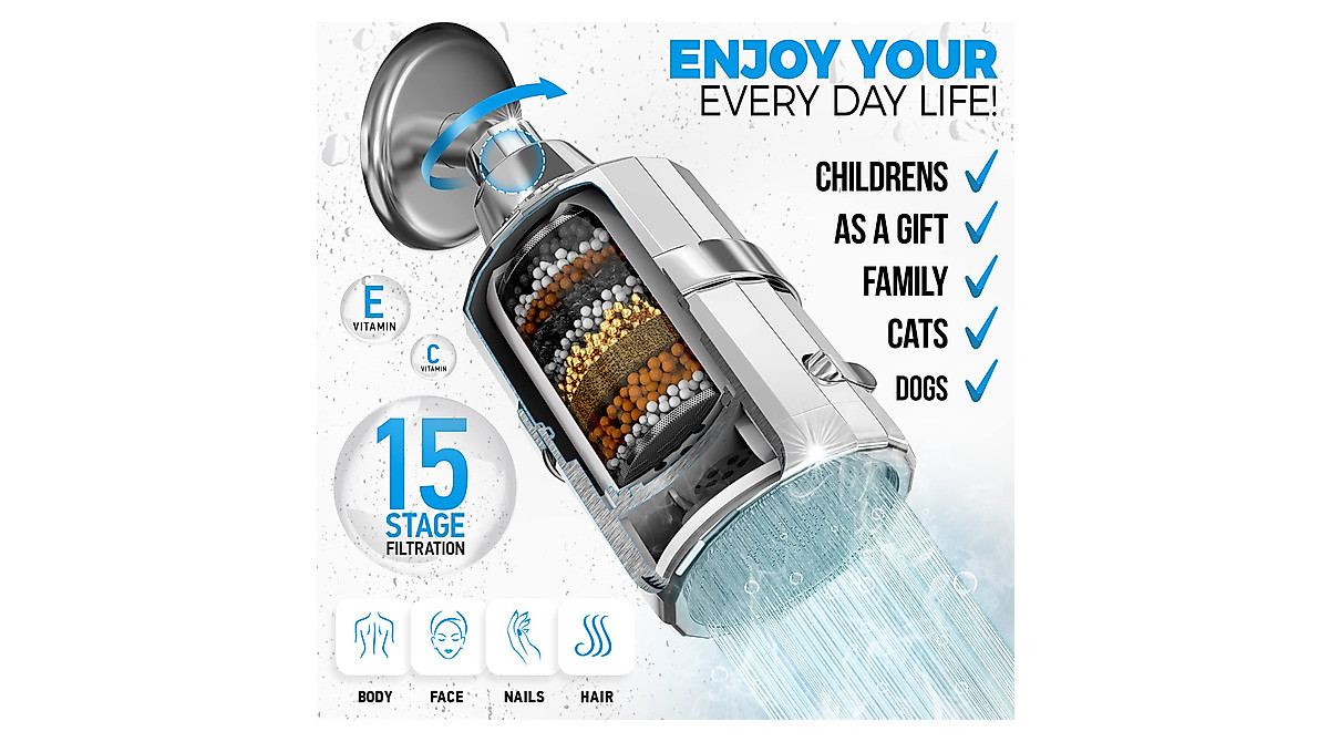 AquaHomeGroup Luxury Shower Head Filter - 15 Stage System
