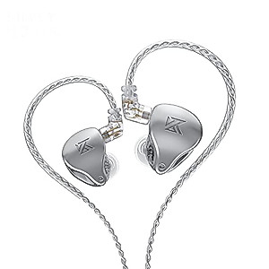 Linsoul KZ AST 24 Units Balanced Armature Combination in-Ear Earphones IEM with Detachable 2pin 0.75 Cable for Musicians Audiophile (Without mic, Silver)