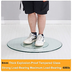 Lazy Susan Clear Round Turntable 50cm/20in Tabletop Glass Rotating Tray Serving Plate, 60cm/24in Dining Table Centerpiece Dining Table Centerpiece Swivel Tray Easy to Clean with Silent Bearings