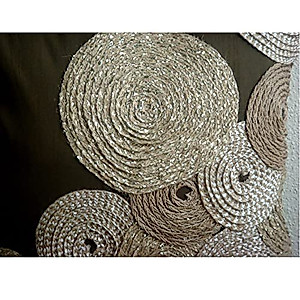 The HomeCentric Throw Pillow Covers, Brown Decorative Zippered Throw Pillow Covers 16x16 inch (40x40 cm), Silk Throw Pillow Covers, Circles & Dots, Jute, Contemporary Cushion Cover  - Adorned by Jute