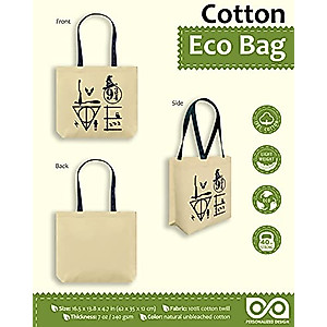 Personalized.Design Tote Bag Harry Potter Love - Reusable Cotton Canvas Organic Shoulder Craft Bag, ECBG-007, Beige, Large