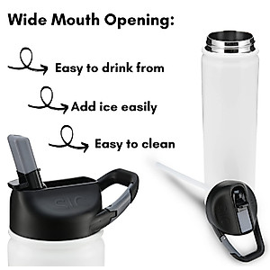 Seriously Ice Cold SIC 27oz Insulated Water Bottle Thermos, Premium Triple Layer Vacuum Stainless Steel, BPA Free Wide Mouth Lid with Carabiner Clip