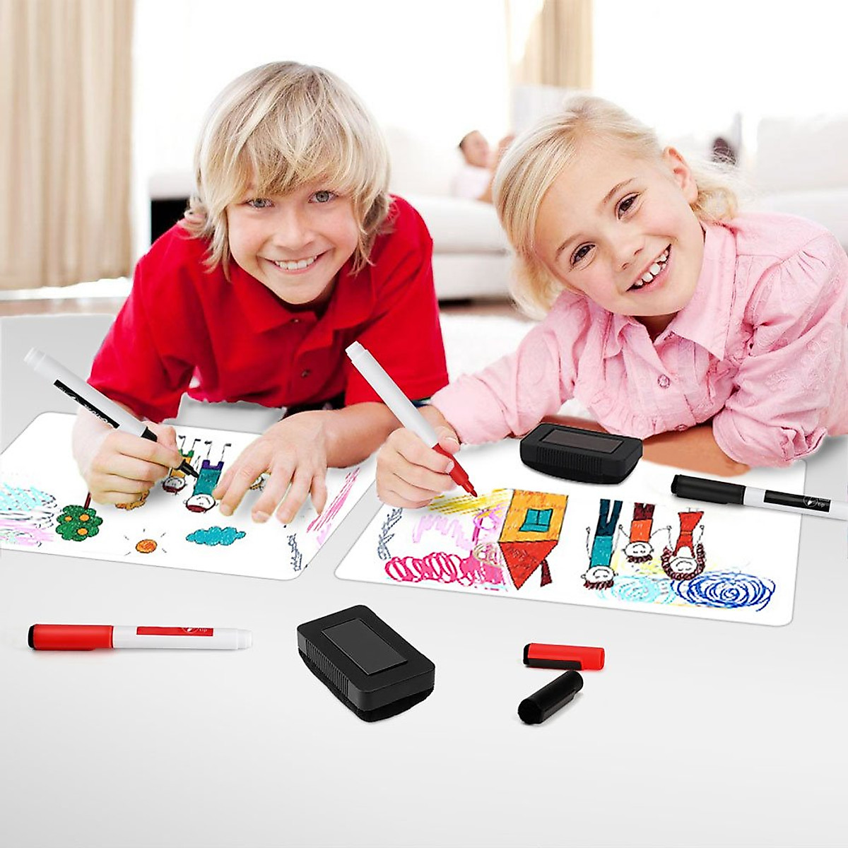 Magnetic Dry Erase Board Fridge White Board Sheet 20x13"-Easy to Write and Clean, Flexible Refrigerator Magnet Whiteboard Notepad for Home Kitchen Memo Grocery List, 2 Markers and Eraser with Magnets