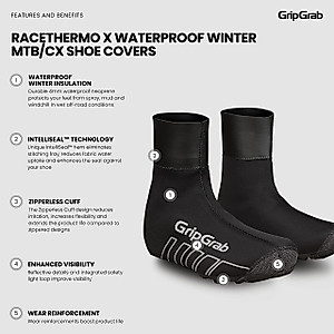 GripGrab RaceThermo X Waterproof Winter Gravel MTB Cycling Shoe Covers Neoprene Offroad Cold Weather Biking Overshoes