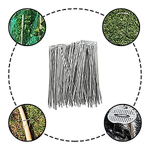 LANIAKEA Garden Stakes 8 Inch Metal Garden Staples 200 Pack Galvanized Landscape Pins Heavy Duty Landscape Stakes for Gardening Fence Landscape Ground Cover