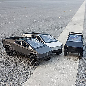 EROCK 1:24 Scale Cybertruck Model Toy Pull Back Pick-Up Truck with Sound and Light, Alloy Diecast Truck Toys for Kids Gift or Vehicles Model Collection Enthusiasts (Matte Black)