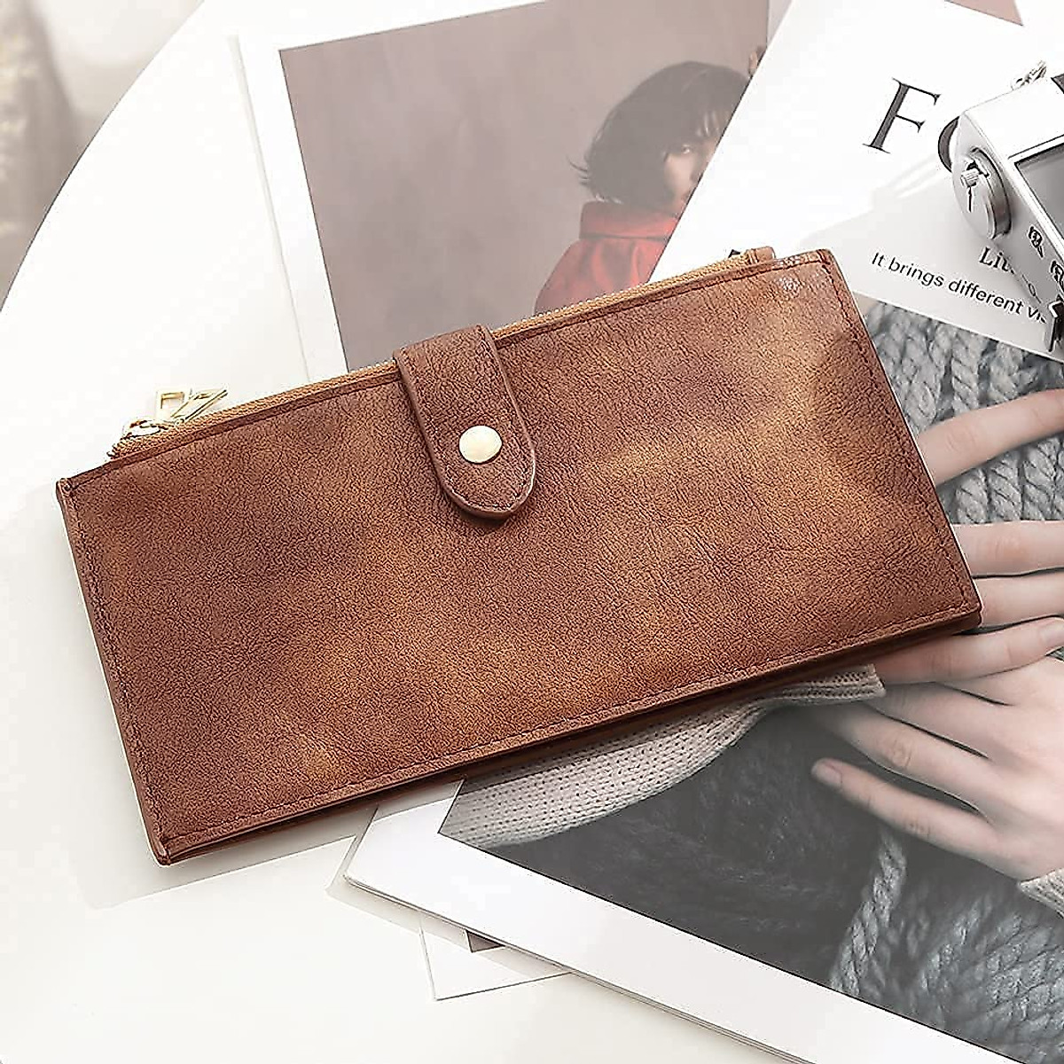 CLUCI Leather Backpack Purse for Women Bundle with Large Wallet