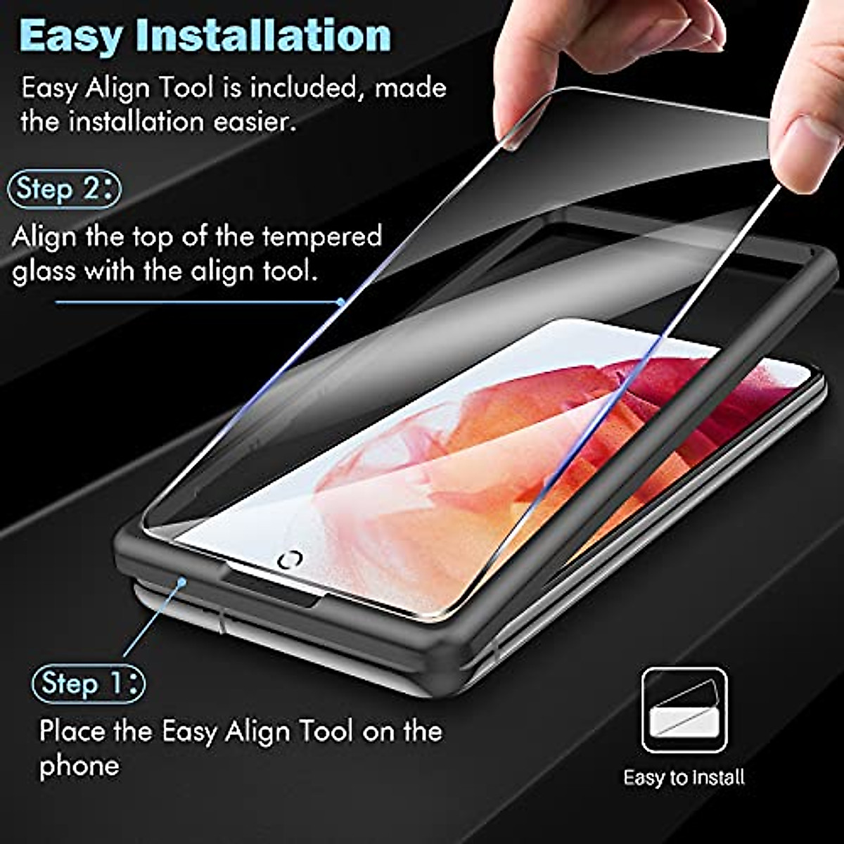 LK 2 Pack Screen Protector Compatible for Samsung Galaxy S21 & 2 Pack Lens Protector with Alignment Frame, [9H] Tempered Glass Screen Protector for Galaxy S21 5G, Scratch-Proof, 6.2-inch, Clear