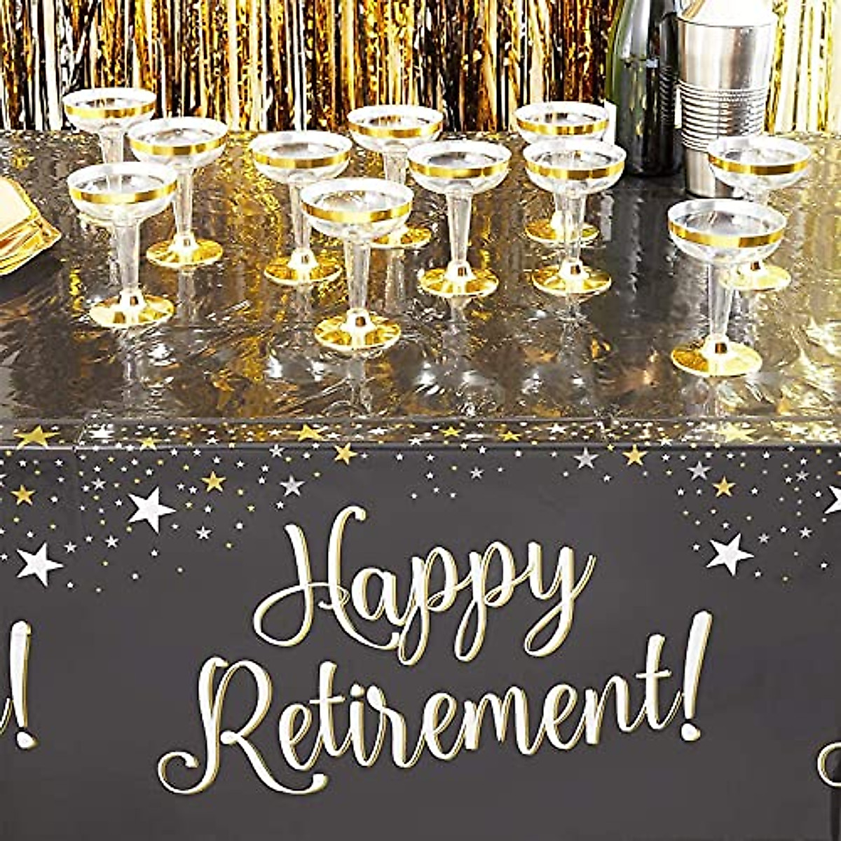Happy Retirement Party Table Covers (54 x 108 in, 3 Pack)