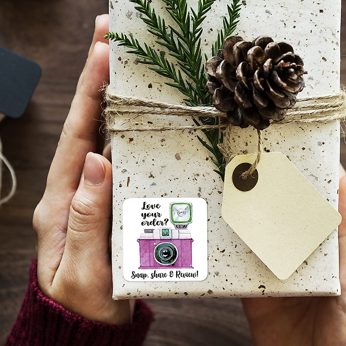 Muminglong 1.5 Inch Retro Camera Love Your Order Snap Share & Review Sticker,Thank You Sticker,Small Shop Sticker, Small Business, Handmade Sticker,Packaging Sticker, 500 PCS