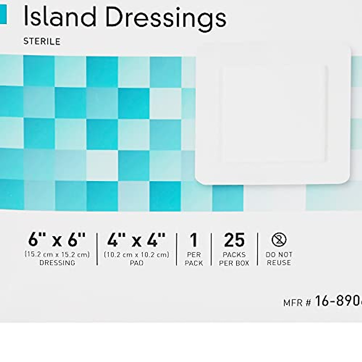 McKesson Island Dressings, Sterile, Dimension 6 in x 6 in, Pad 4 in x 4 in, 25 Count, 1 Pack