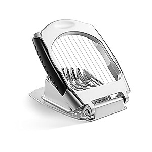 Egg Slicer for Hard Boiled Eggs - KITEXPERT Heavy Duty Egg Cutter for Soft Fruit, Stainless Steel Wires, Dishwasher Safe & Easy To Clean (sliver)