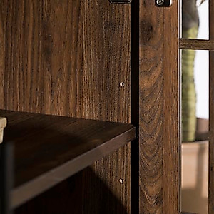 Walker Edison Classic Glass Door Universal TV Stand for TV's up to 64" Flat Screen Living Room Storage Cabinet Doors and Shelves Entertainment Center, 16"D x 58"W x 33"H, Dark Walnut