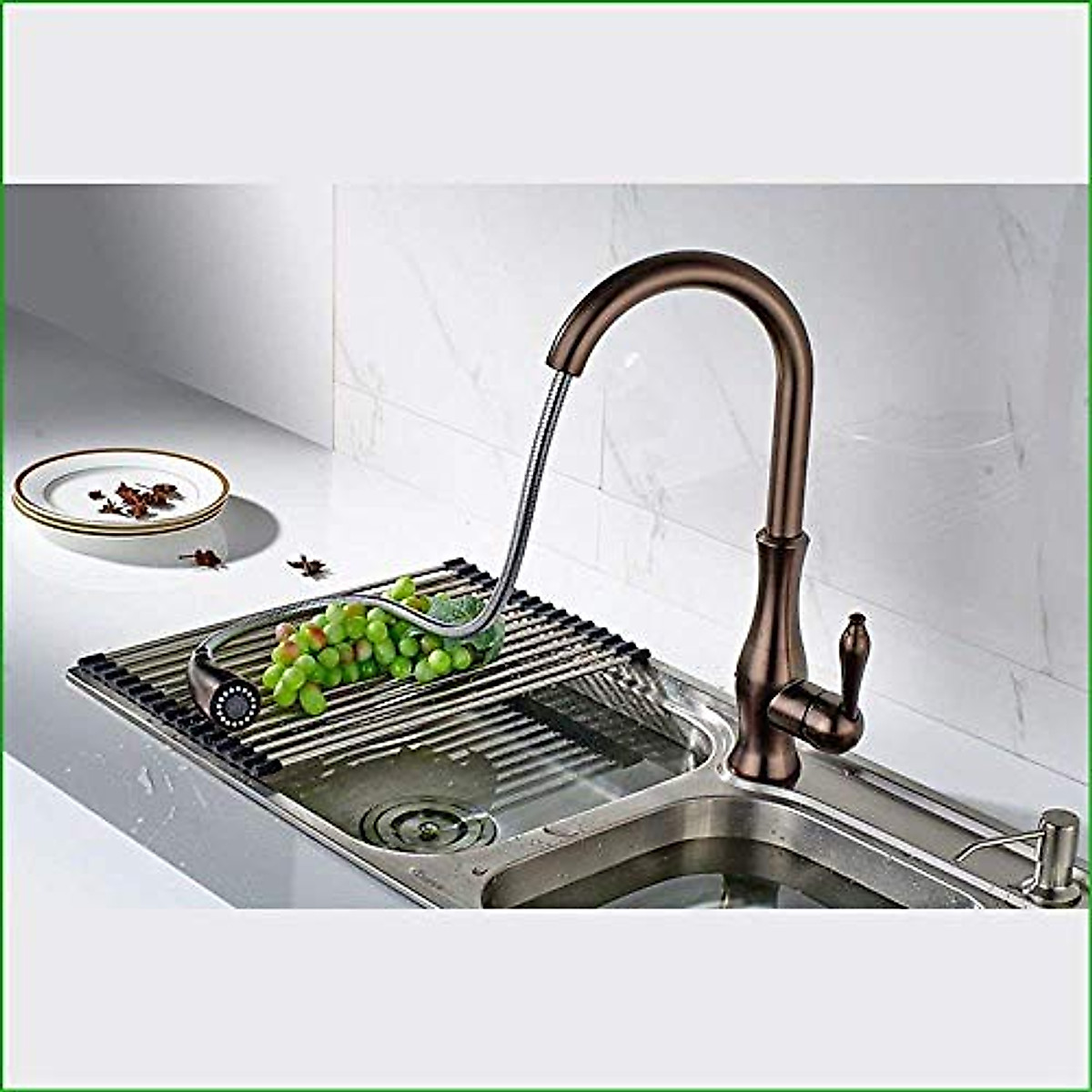 Bathroom Sink Mixer Taps Faucet Bath Waterfall Cold and Hot Water Tap for Washroom Bathroom and Kitchen Full Copper Red Brown Single Handle Single Hole Rotatable Pullable