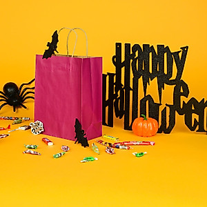 Prime Line Packaging 8x4x10 100 Pack Small Pink Bags with Handles, Kraft Paper Gift Bags, Burgundy Shopping Bags for Small Business Thank You & Goody Bags Bulk