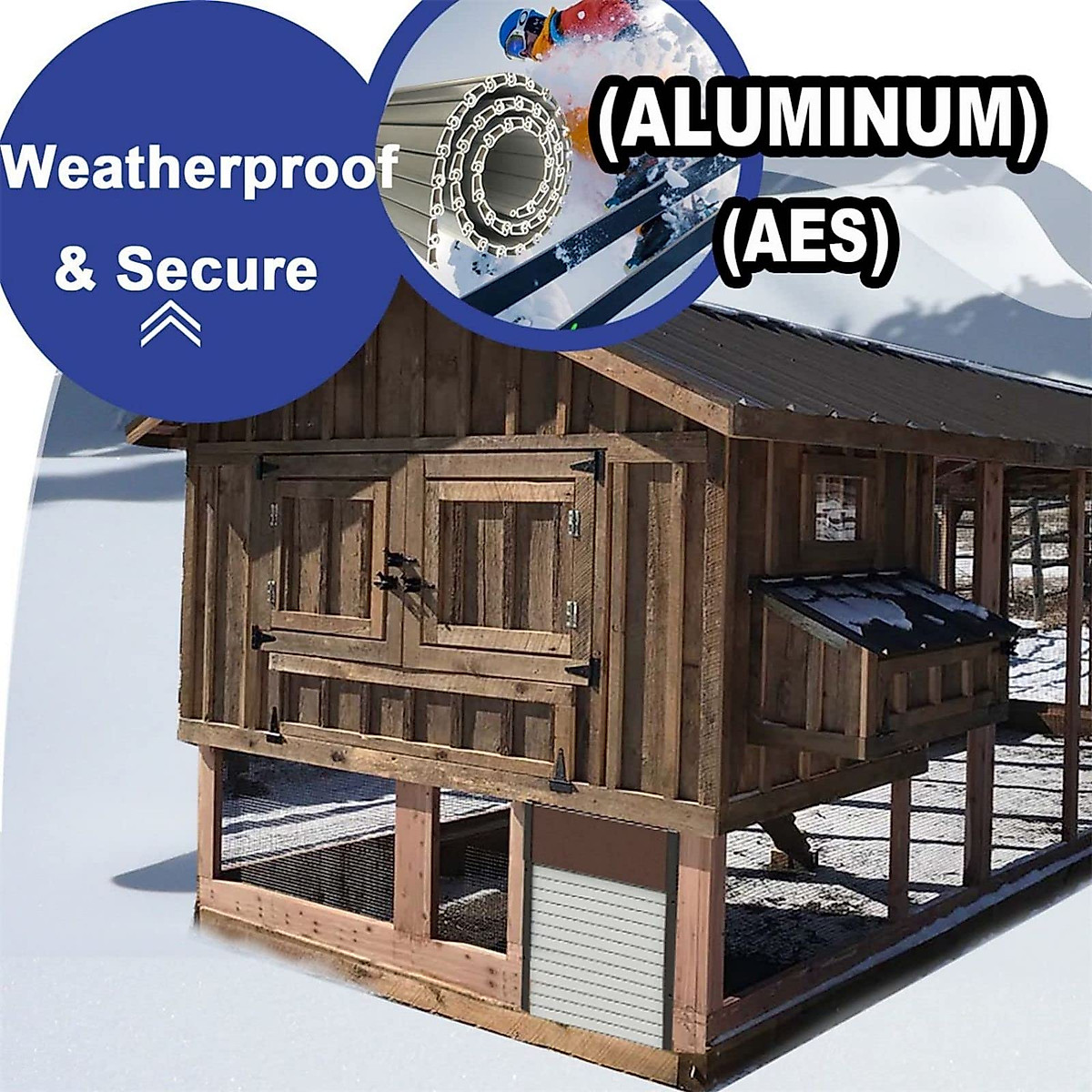 Solar-Powered Automatic Chicken Coop Door Opener with Timer & Light Sensor - Aluminum Automatic Chicken Door with Remote Control 4 Modes