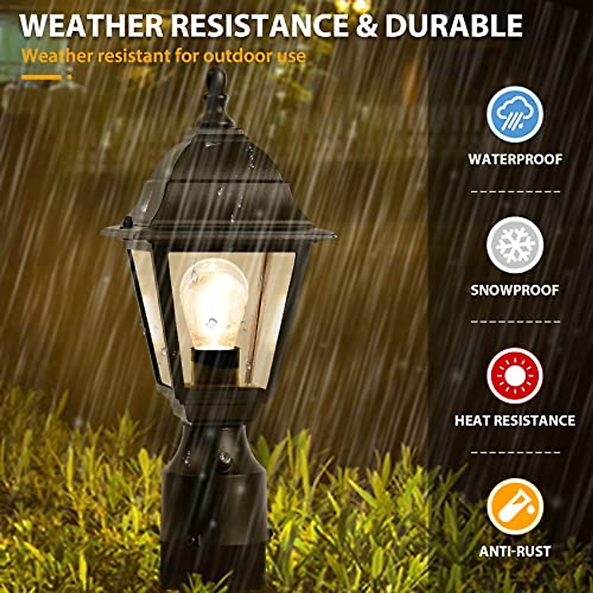 Dusk to Dawn Outdoor Post Lights Hardwired 120V, Aluminum Outside Post Lantern with Pier Mount, Exterior Lamp Pole Lantern Head with Clear Glass, Matte Black Post Light for Patio,Garden,Walkway