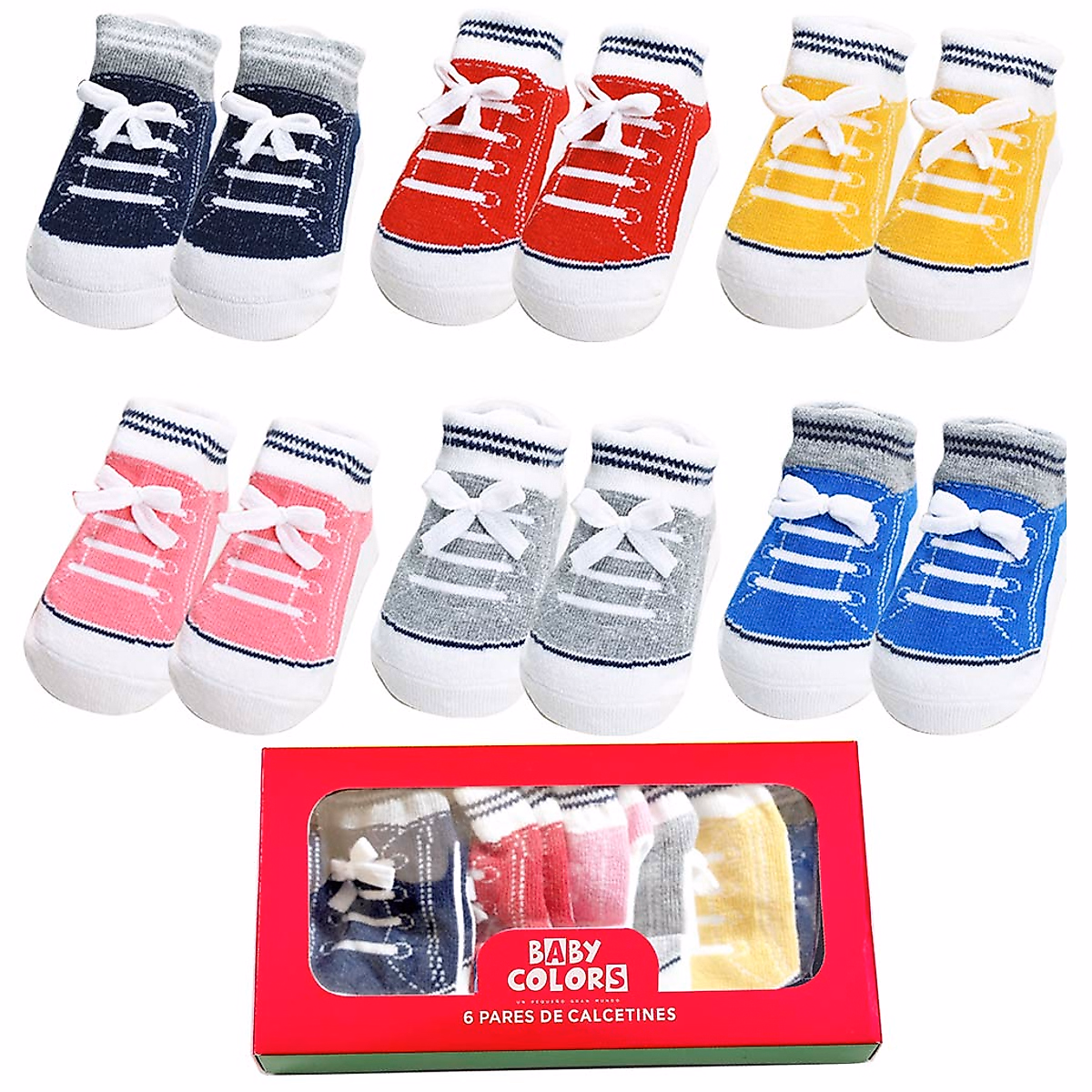 Zumou Baby Infant Anti Slip Non Skid Boys Sports Sneaker Shoe Socks 6 Pairs (0-6 Months, Colorful 6 Pairs)