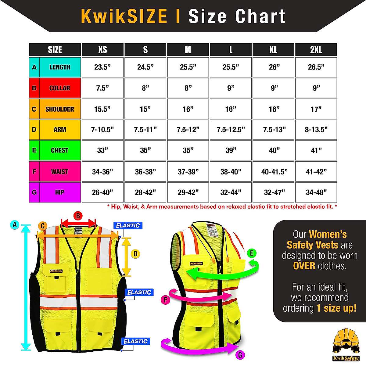 KwikSafety FIRST LADY Safety Vest for Women [SNUG-FIT] 9 Pockets, Class 2 Custom High Visibility Reflective ANSI OSHA Fitted Construction Work PPE/Yellow Small