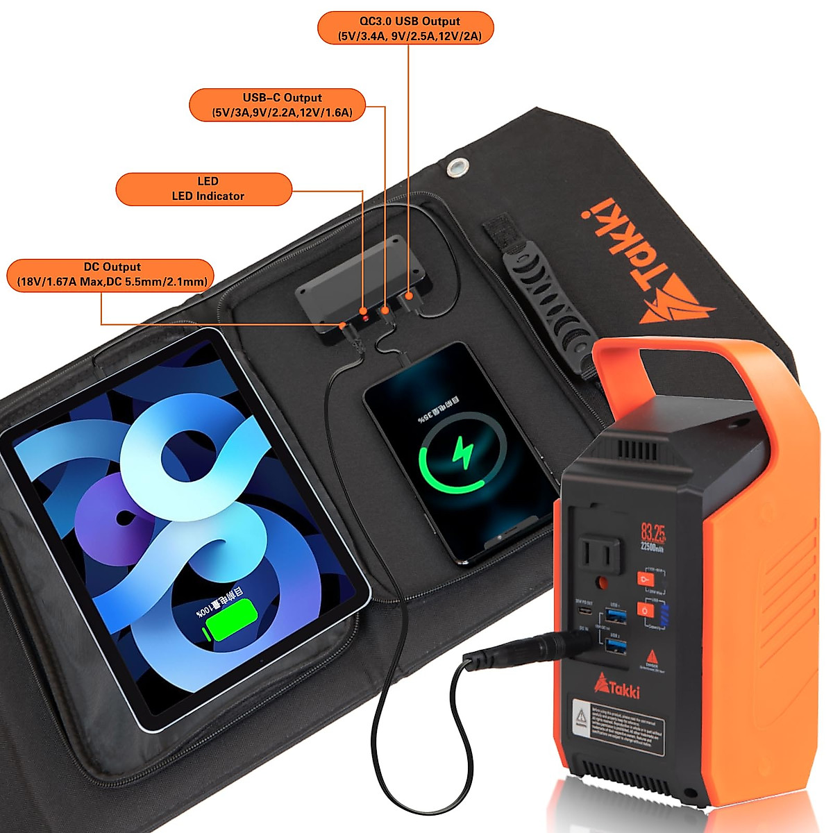 Takki 83Wh Power Station with 30W Solar Panel Included for Camping